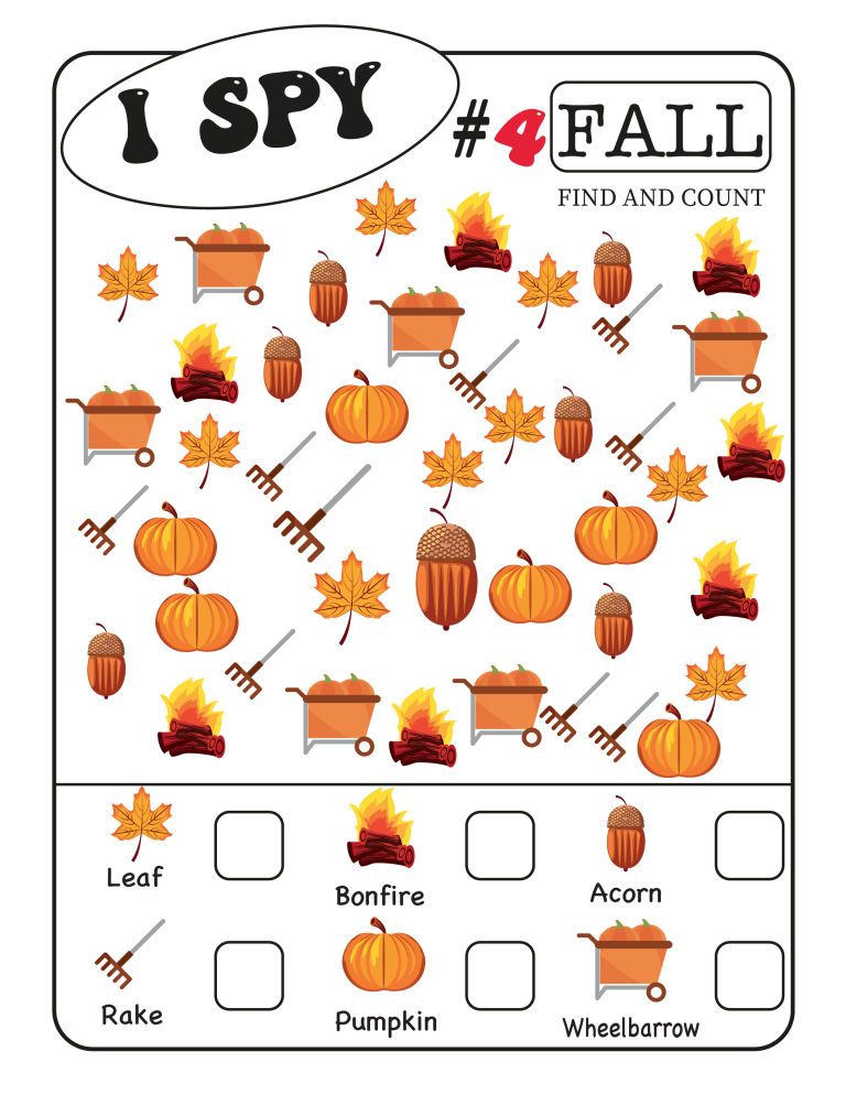 Fall "I Spy" | Autumn Themed Activity Search and Find Early - Made By ...