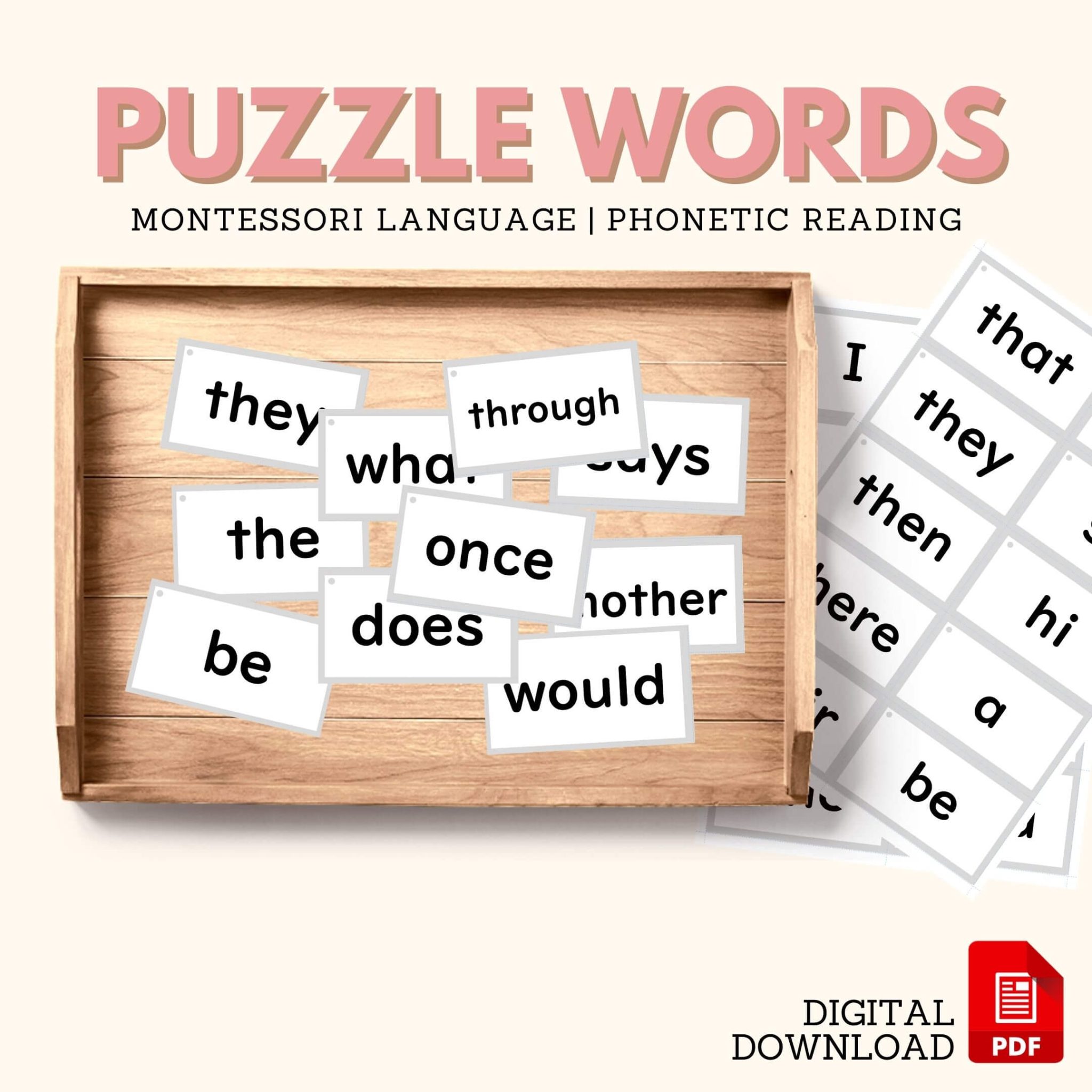 PUZZLE Words in PRINT Montessori Language Dwyer Sight Words Montessori ...