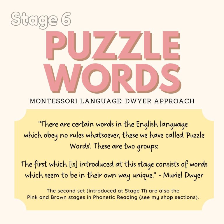 PUZZLE Words in PRINT Montessori Language Dwyer Sight Words Montessori ...