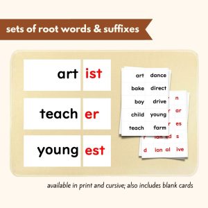 Montessori SUFFIXES Word Study in PRINT, Montessori Language Reading ...