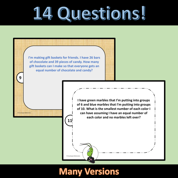 LCM and GCF Word Problems Task Cards | Made By Teachers
