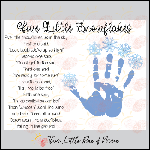 Five Little Snowflakes - Winter - Poem - handprint Art Keepsake ...