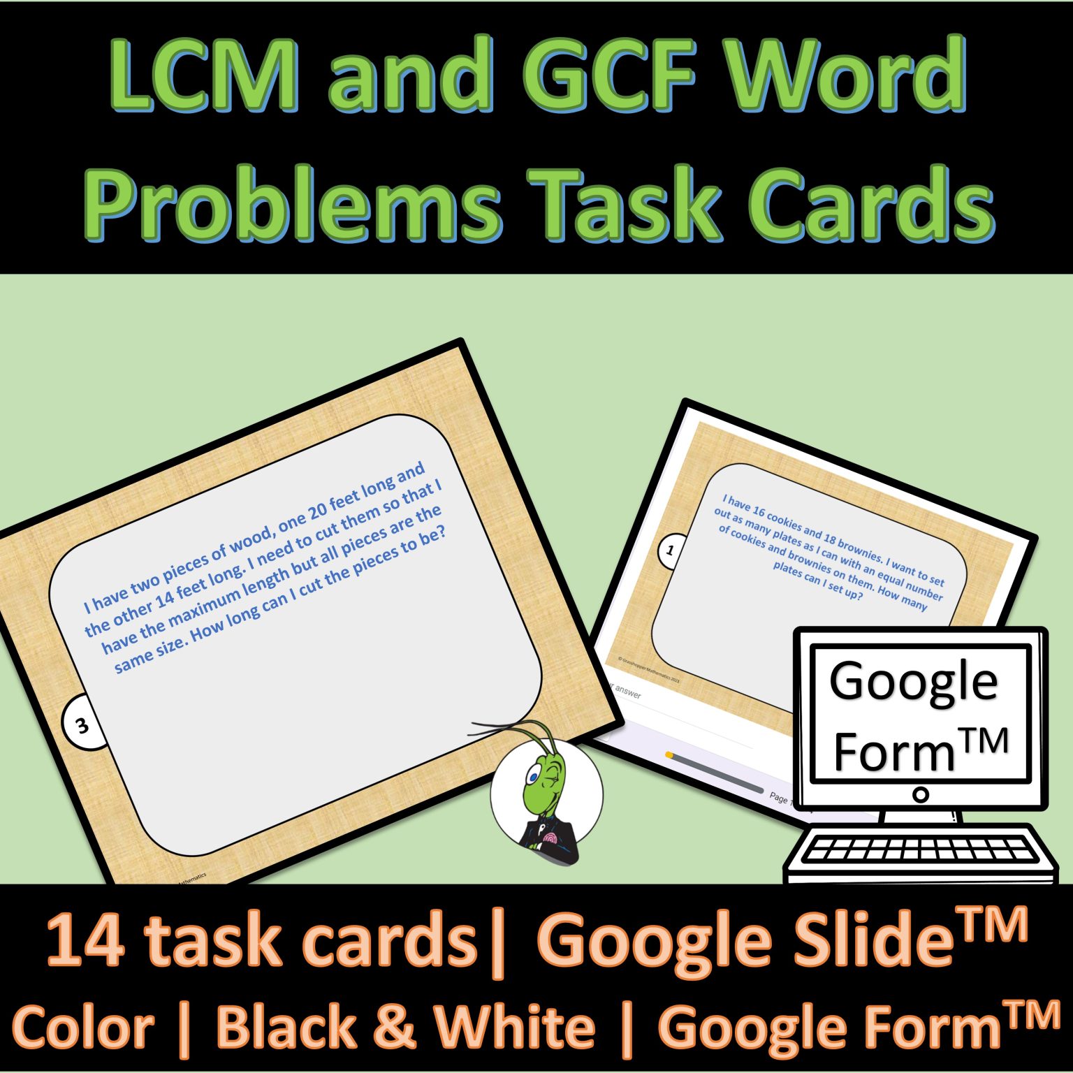 LCM and GCF Word Problems Task Cards | Made By Teachers