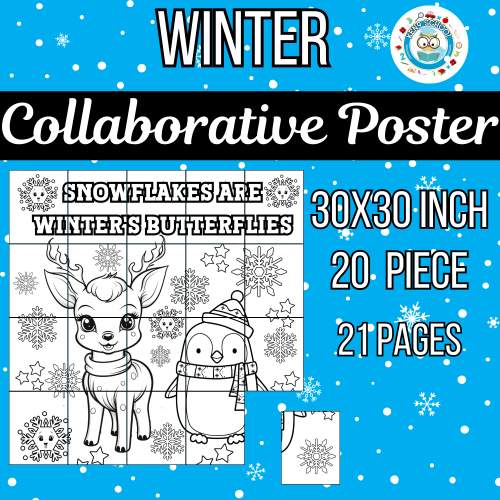 Winter Collaborative Posters Art Coloring Pages Bundle :8 Resources ...