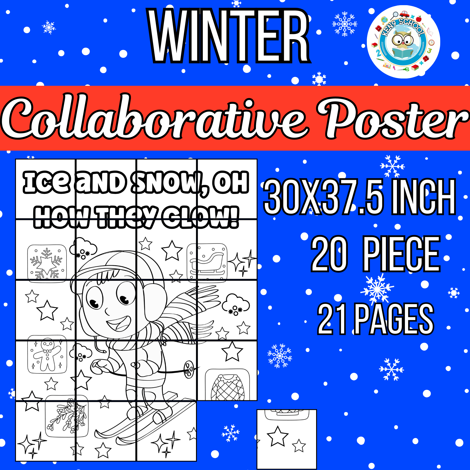 Winter Collaborative Posters Art Coloring Pages Bundle :8 Resources ...