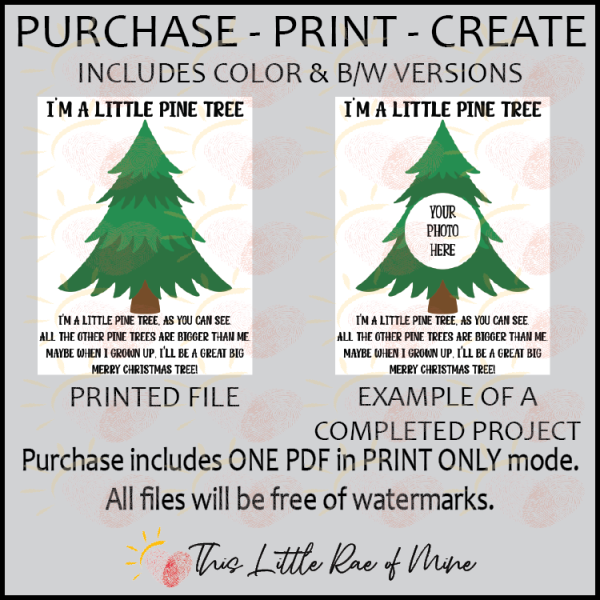 I'm A Little Pine Tree - Photo Keepsake Project - Printable - DIY Craft ...