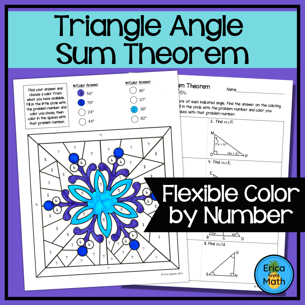 Triangle Angle Sum Theorem Color by Number Activity (Winter/Christmas ...