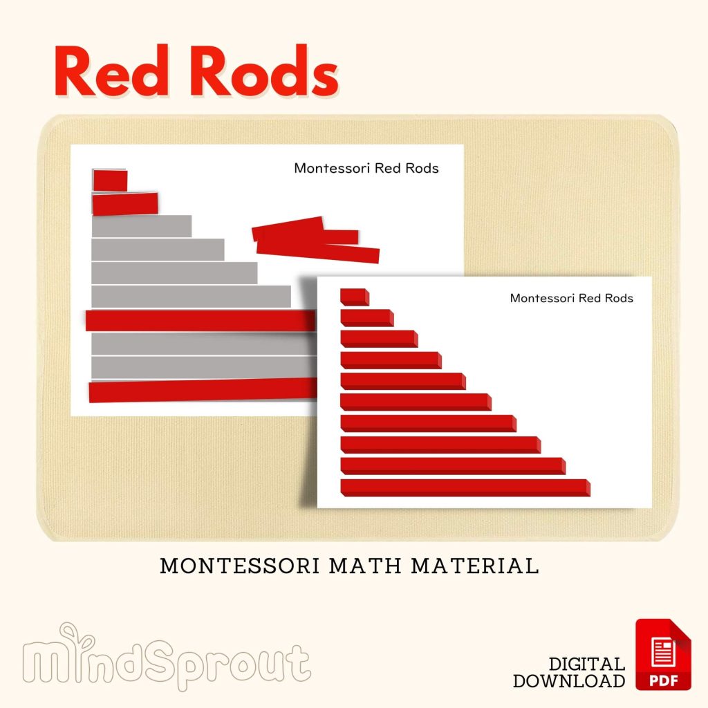 Red Rods Montessori Sensorial Material Extension Worksheet | Made By ...