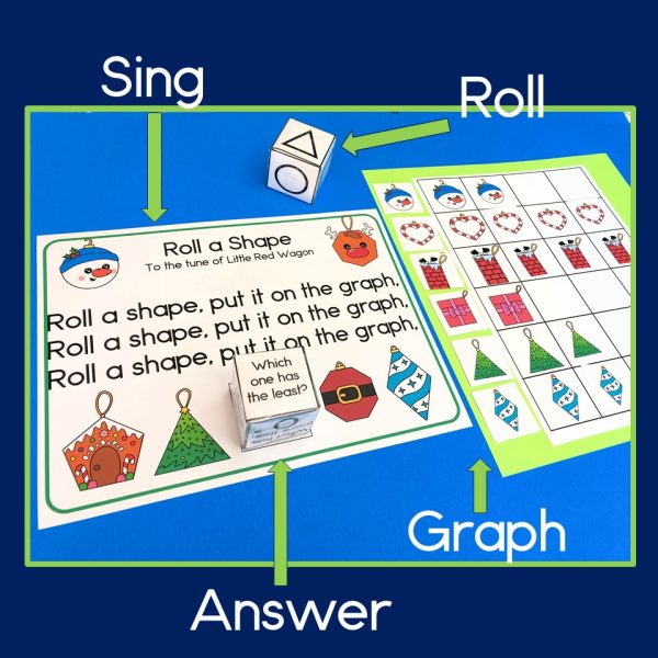 Christmas 2D Shapes | Roll and Graph Math Activity and Shape Posters ...