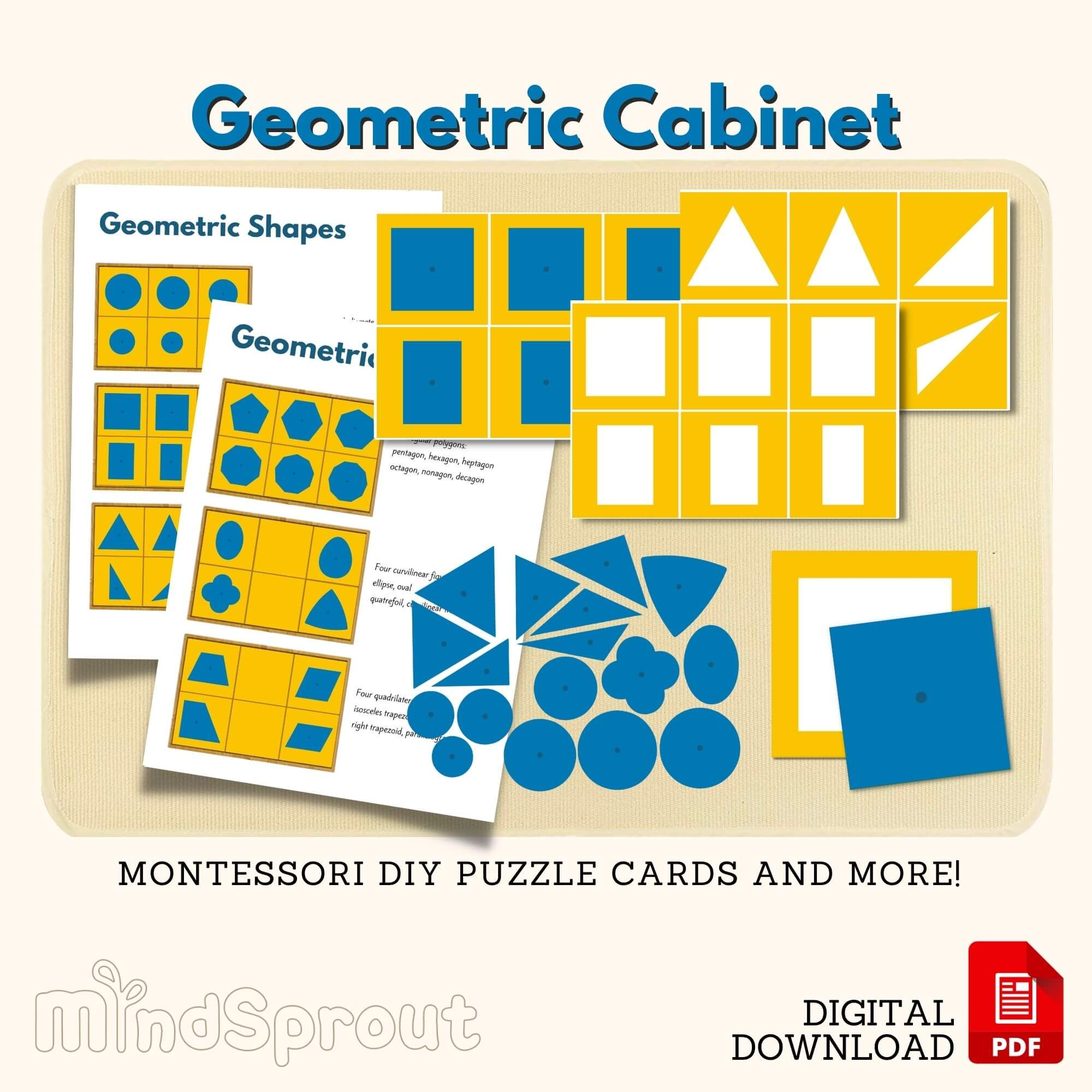 Geometric Cabinet Shapes Montessori Puzzle Cards Montessori Geometric ...