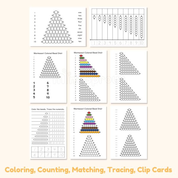Colored Short Bead Stair Montessori Math Material Counting One-to-one ...