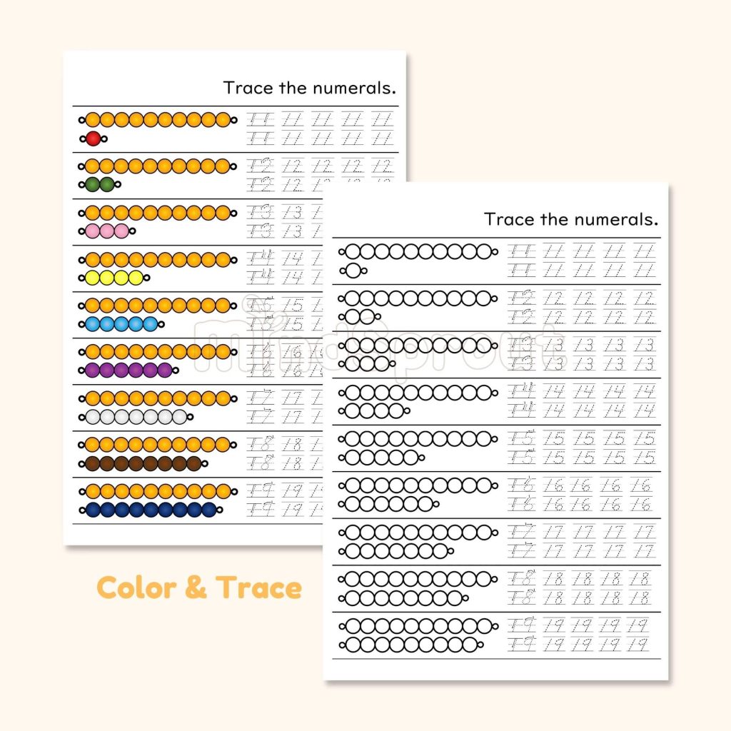 Teen Boards Teen Beads Montessori Math Material Extension Activity ...