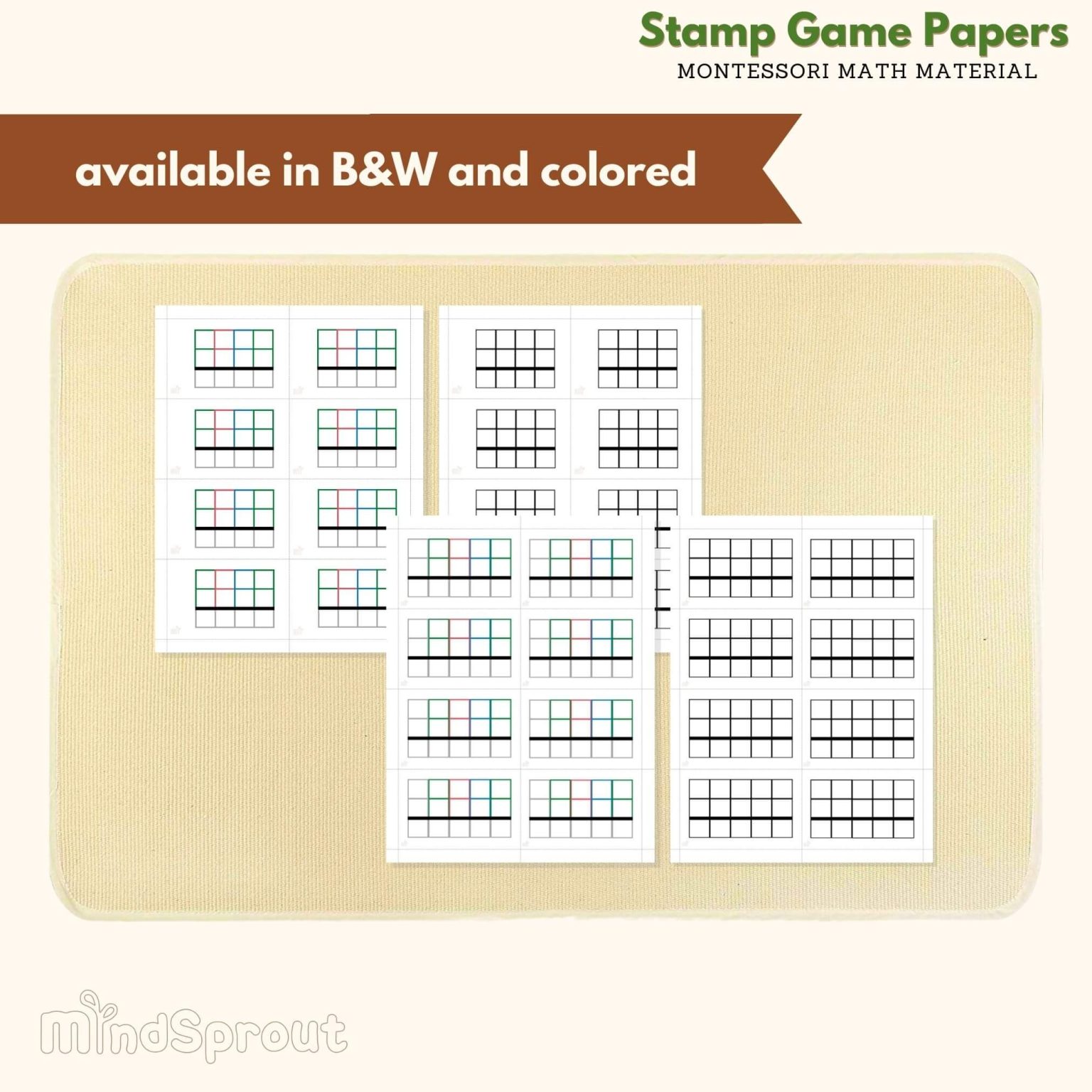 Montessori Equation Paper Montessori Stamp Game Paper Montessori Graph ...