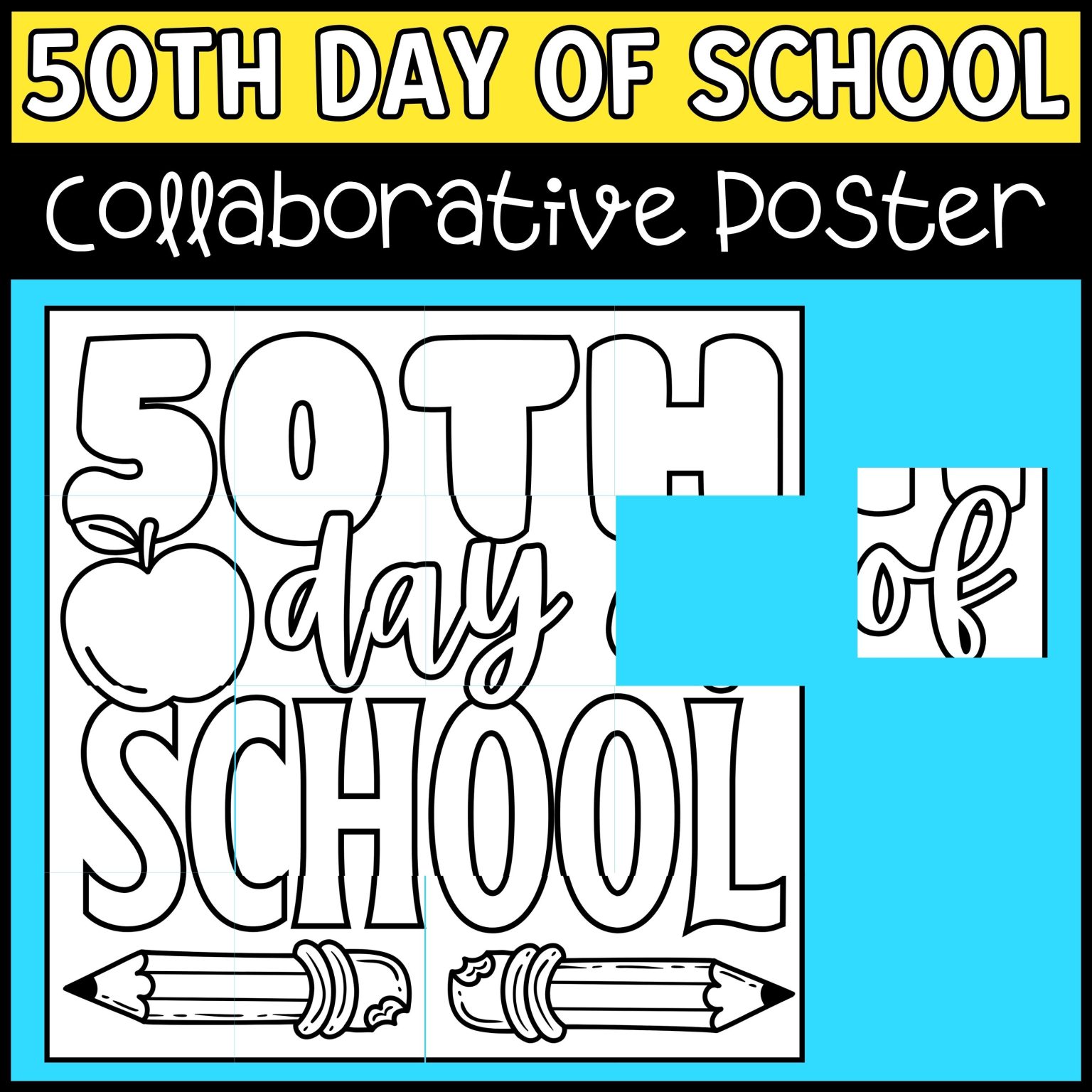50th Dau of School Collaborative Coloring Poster Art Project Bulletin ...