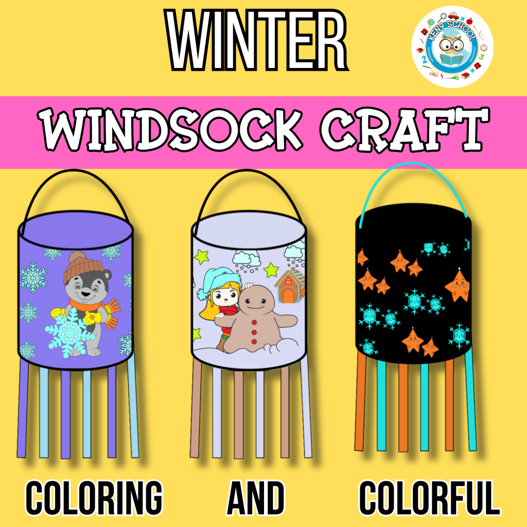 Winter Activities Crafts Windsock |Winter Art Project| Hanging Windsock ...