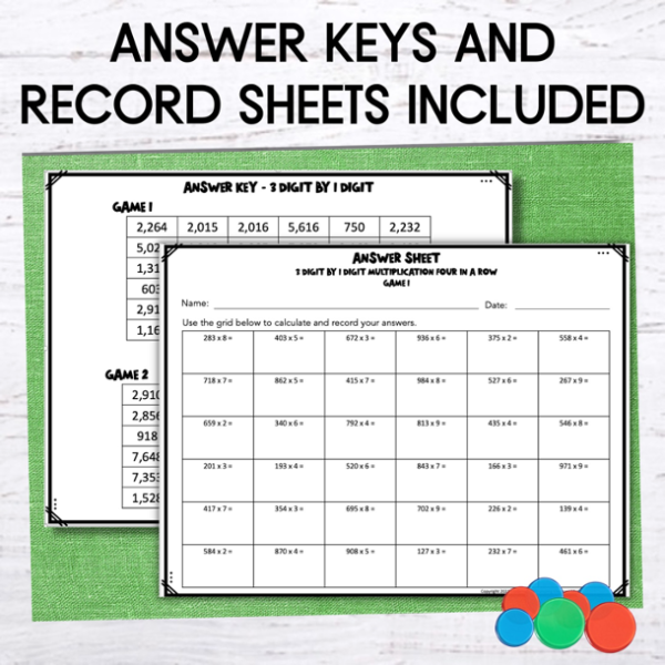 Christmas 3 Digit by 1 Digit Multiplication Four in A Row Math Games ...