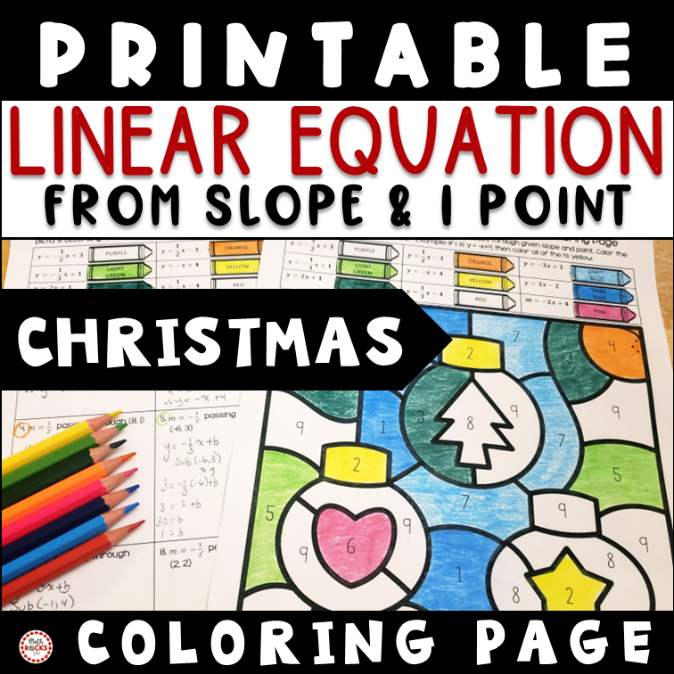 Christmas Write Equation Of A Line Slope And 1 Point Coloring Math ...