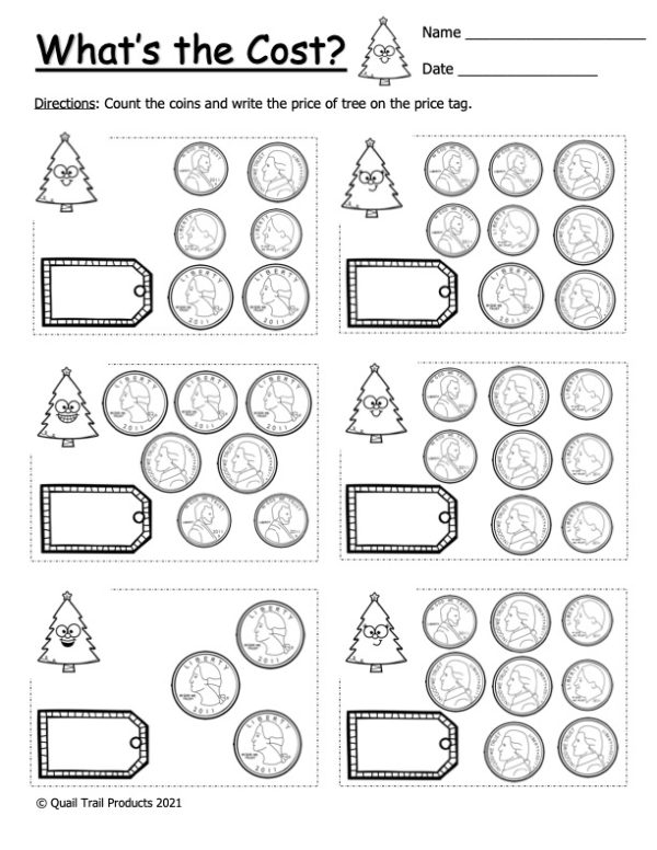 Counting Money Worksheets | Christmas Tree Theme - Made By Teachers