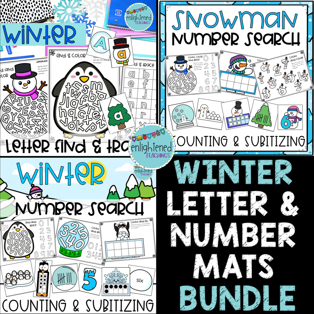 Winter Number & Winter Letter Mats BUNDLE Winter Counting Winter ...