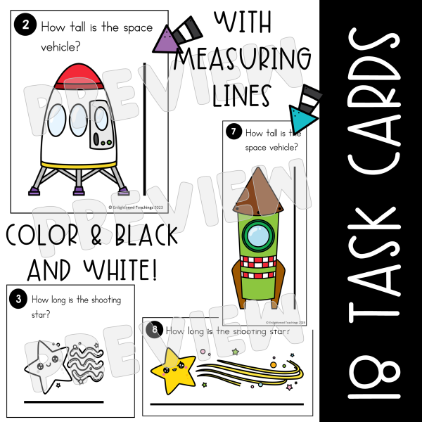 Space Measurement Task Cards Standard & Non Standard Measurement Space ...