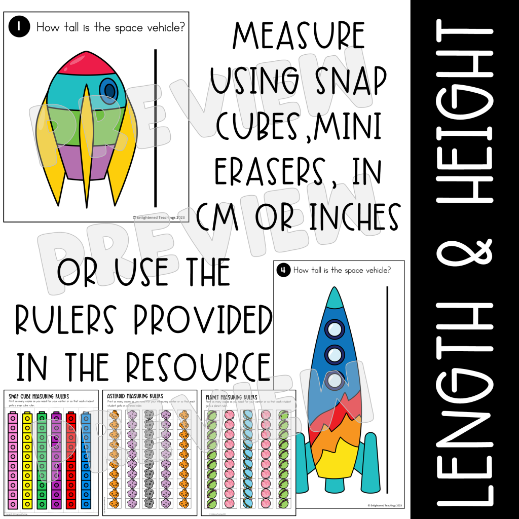 Space Measurement Task Cards Standard & Non Standard Measurement Space ...