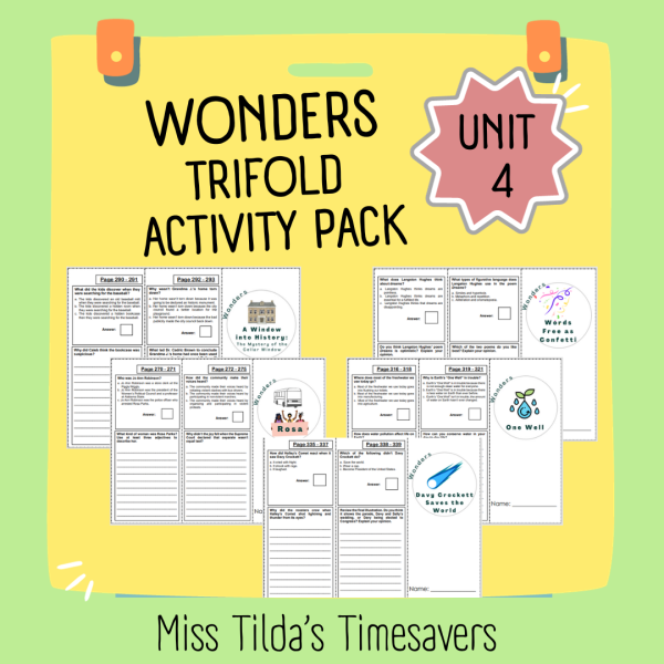 5th Grade Wonders Activity Pack - Unit 4 - Made By Teachers