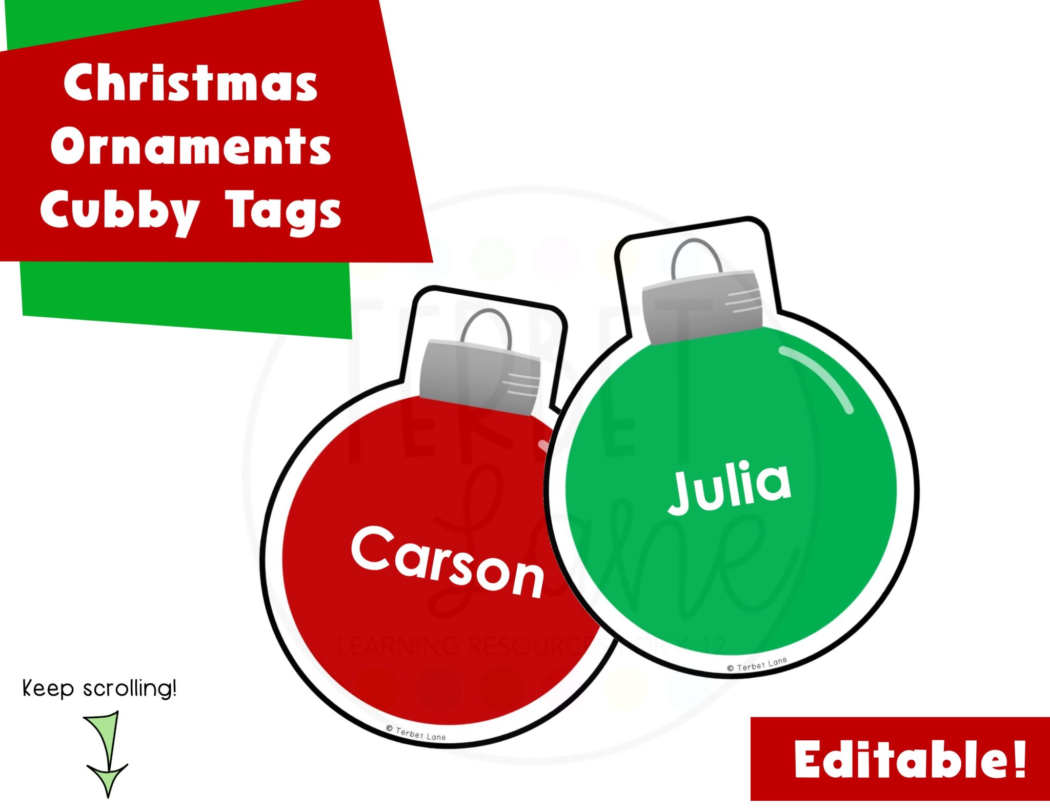 Editable Christmas Ornament Cubby Tags | Locker Labels - Made By Teachers