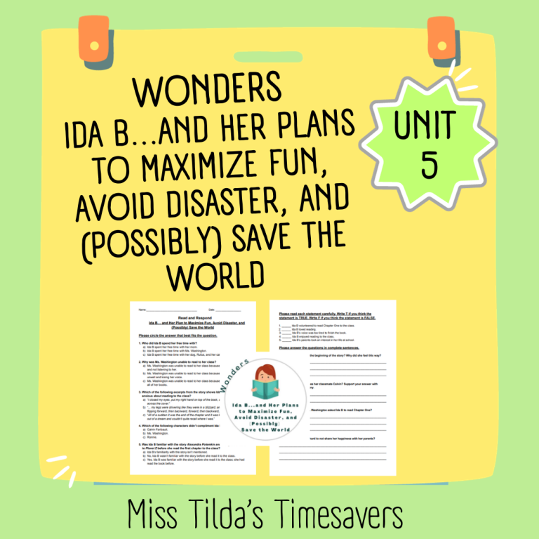 Ida B - Read and Respond Grade 5 Wonders - Made By Teachers