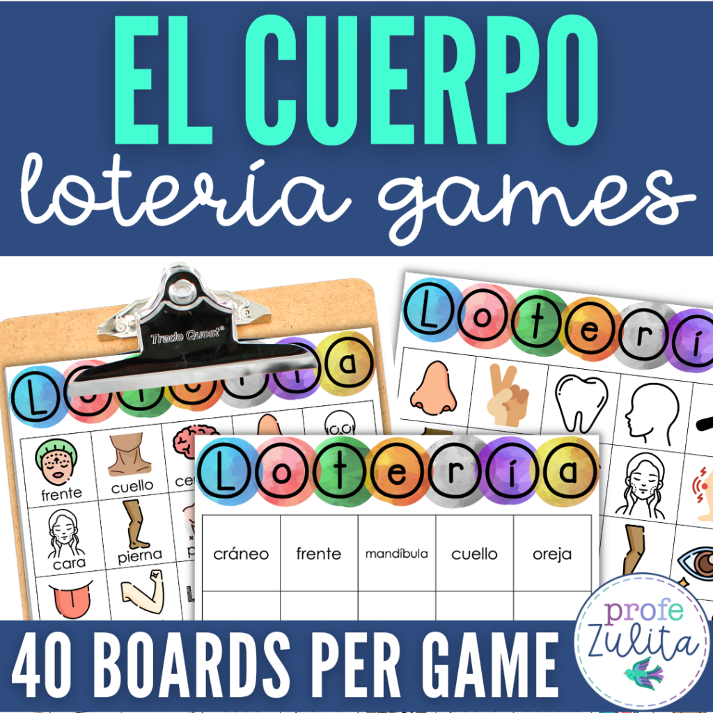 Spanish Body Vocabulary Lotería Game - El Cuerpo BINGO | Made By Teachers