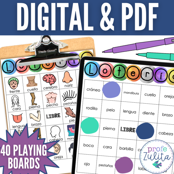Spanish Body Vocabulary Lotería Game - El Cuerpo BINGO | Made By Teachers