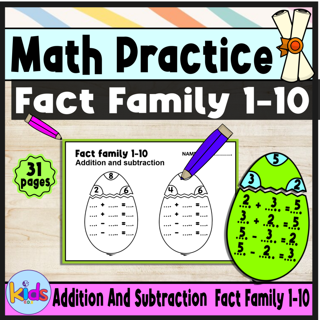 Math Practice Worksheets: Fact Families 1-10 for Addition and ...