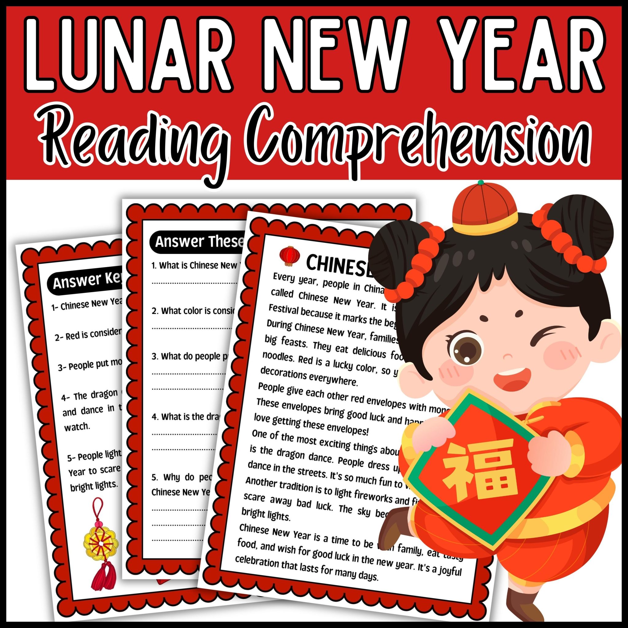 Lunar New Year Reading Comprehension Passage | Chinese New Year 2024 ...