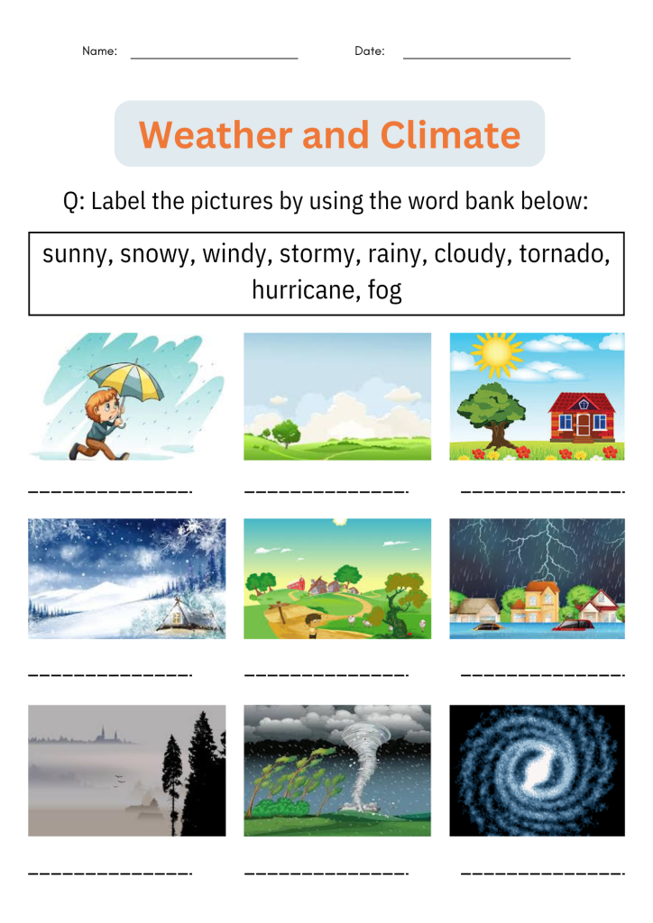 Printable Weather and Climate Activities Worksheet - Earth Science for ...
