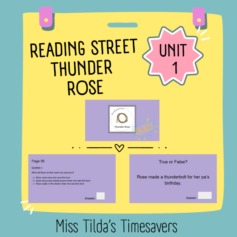 Thunder Rose Quiz - Grade 5 Reading Street - Made By Teachers