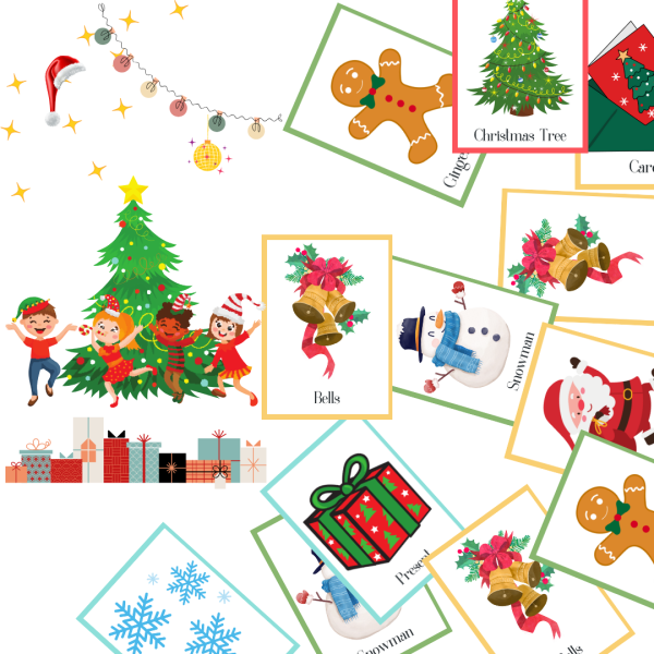 Holiday Vocabulary Flashcards - Christmas Themed Learning Tool for Fun ...
