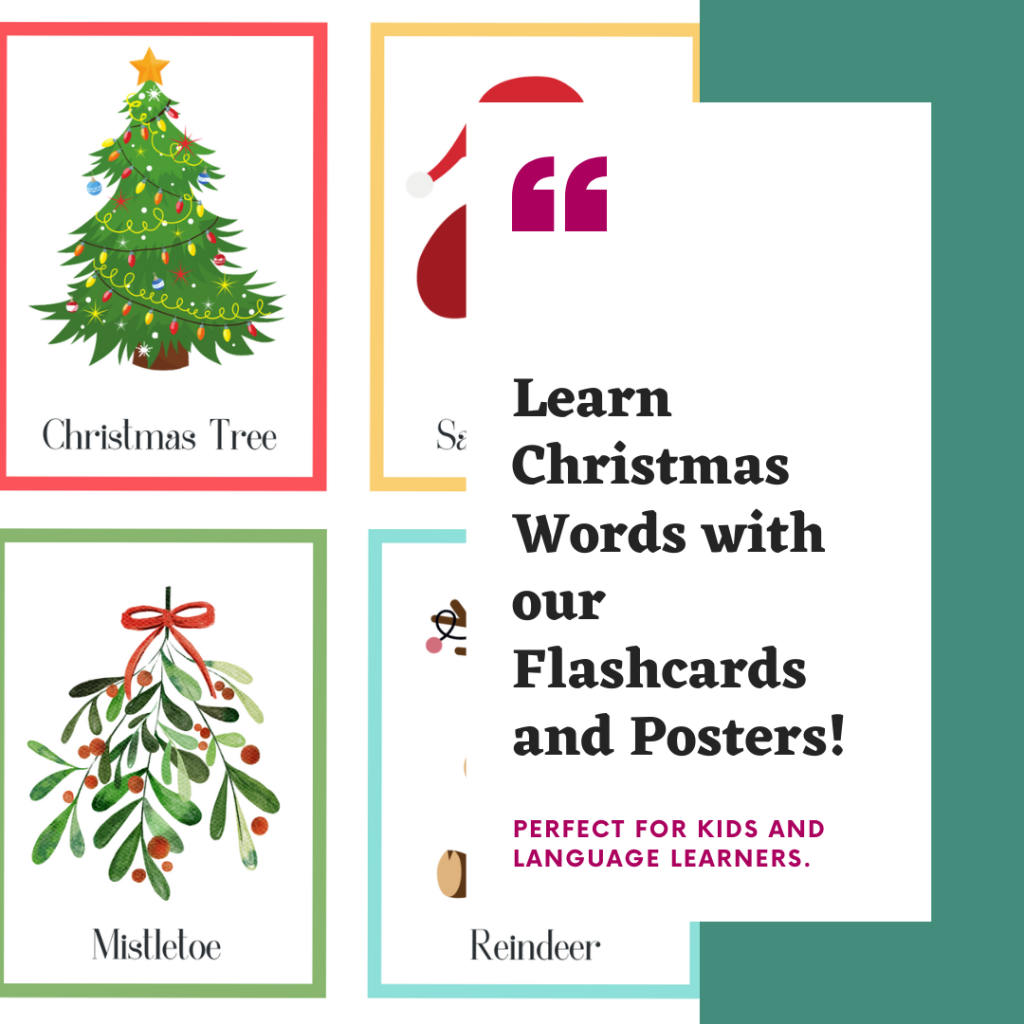 Holiday Vocabulary Flashcards - Christmas Themed Learning Tool for Fun ...
