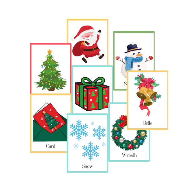 Holiday Vocabulary Flashcards - Christmas Themed Learning Tool for Fun ...