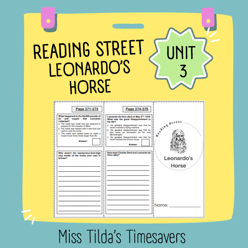 Leonardo's Horse -5th Grade Reading Street - Made By Teachers