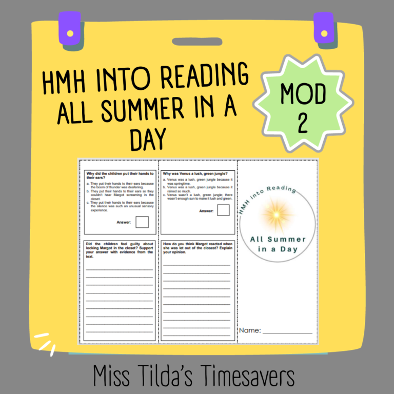 All Summer in a Day - Grade 6 HMH into Reading - Made By Teachers
