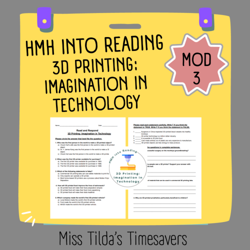 3D Printing: Imagination in Technology - Grade 6 HMH Into Reading ...