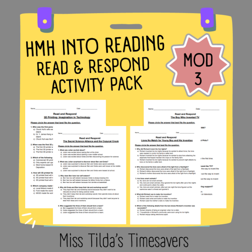 Read and Respond Activity Pack - Grade 6 HMH into Reading (Module 3 ...