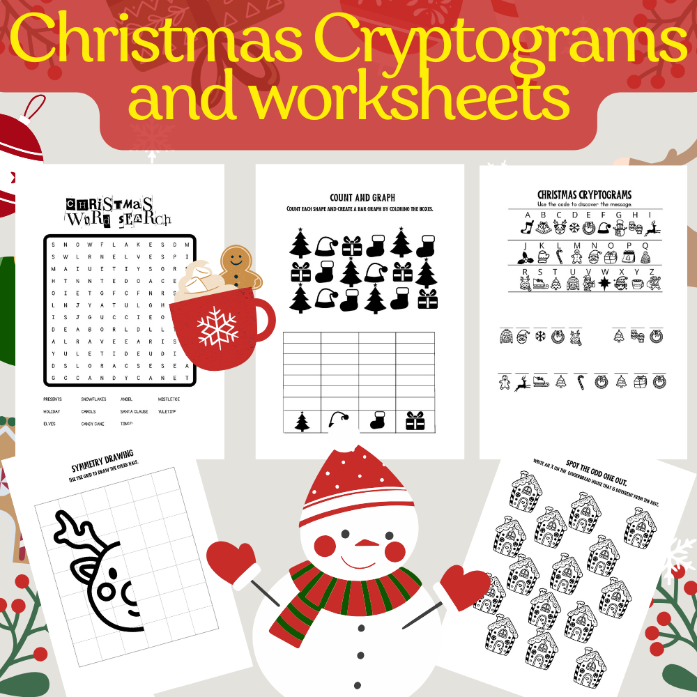 Christmas Cryptograms and other worksheets with answer key for Kinder ...