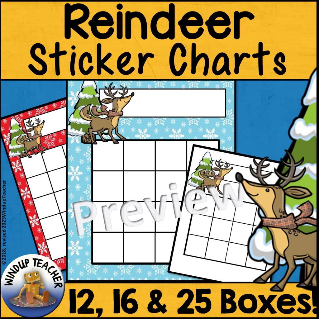 Christmas Sticker Charts - Reindeer Incentive Reward- 12 16 25 Box ...