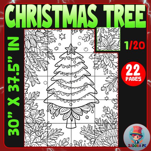 Christmas Tree Collaborative Poster Art Coloring Craft, Winter Bulletin ...
