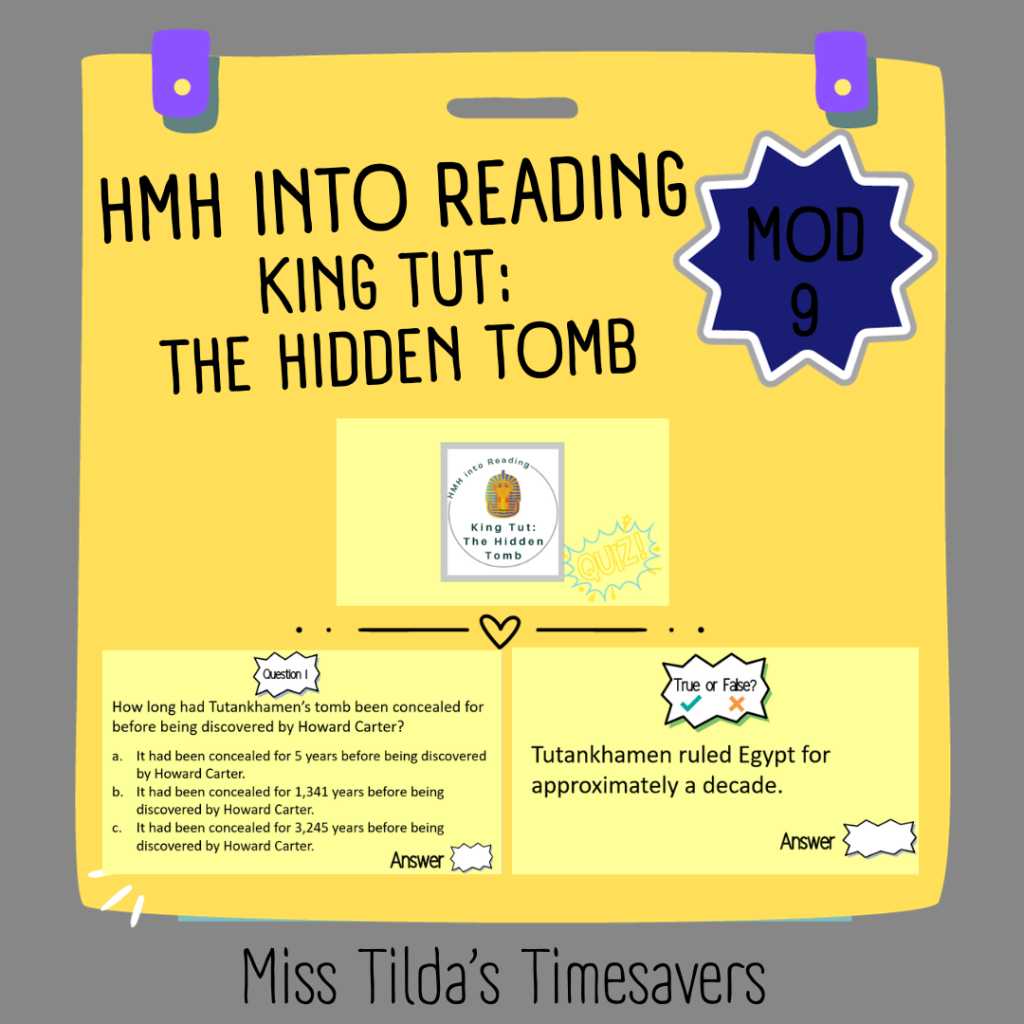 King Tut: The Hidden Tomb Quiz - Grade 6 HMH into Reading - Made By ...
