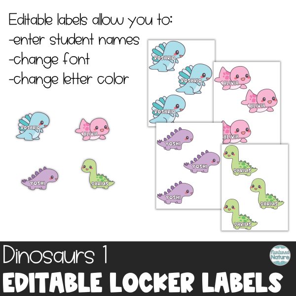 Dinosaur Locker Labels – Editable Name Tags for Cubbies or Coat Hooks ...