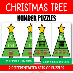 Christmas Tree Number Puzzles 1 to 20 |Ten frames & Tally Marks | Made ...