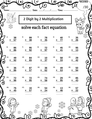 Winter 2-Digit by 2-Digit Multiplication Worksheets |Missing Numbers ...