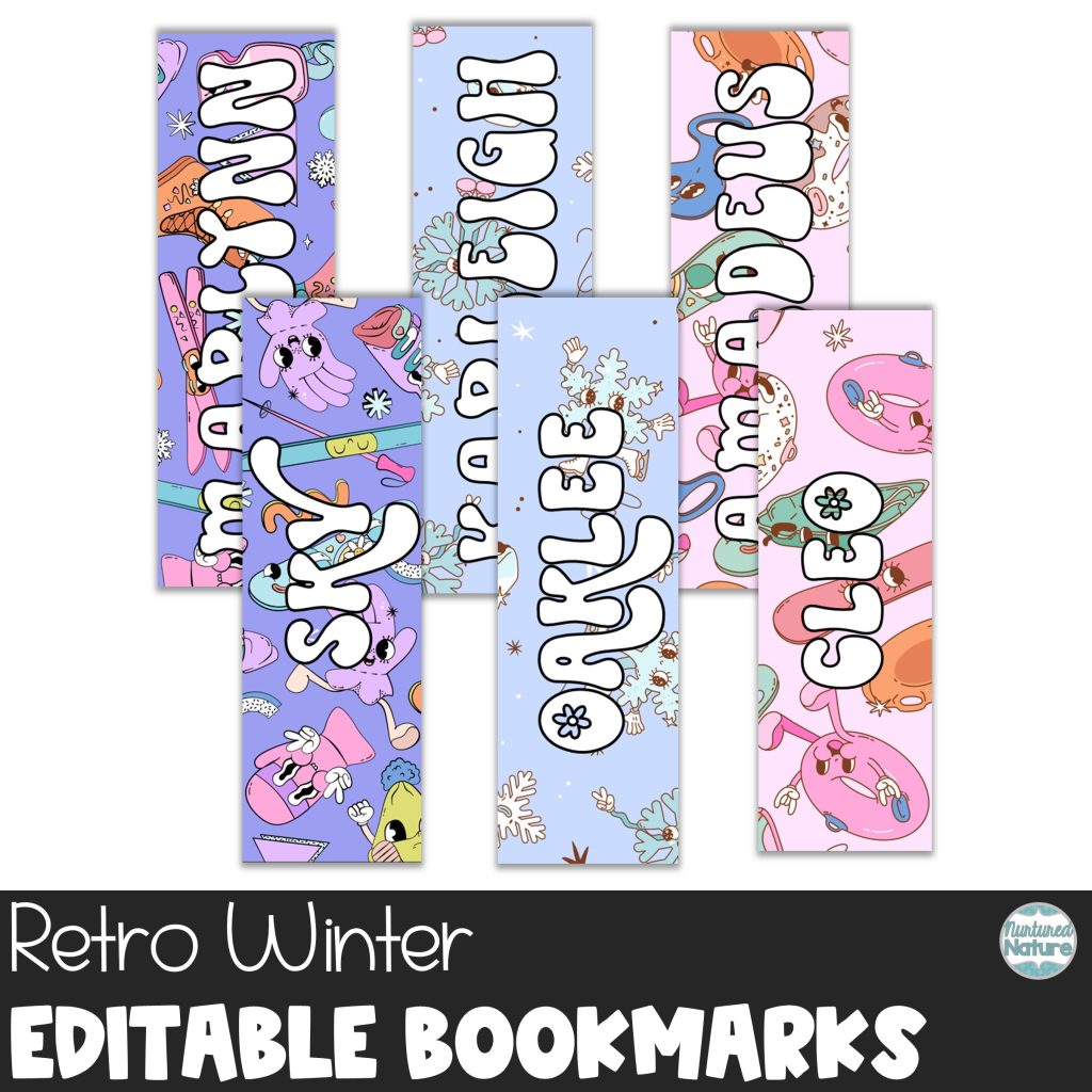 Personalized Winter Gift for Students - Retro Editable Name Bookmarks ...
