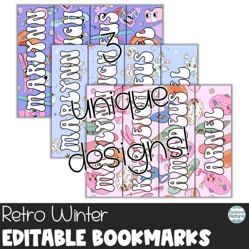 Personalized Winter Gift for Students - Retro Editable Name Bookmarks ...